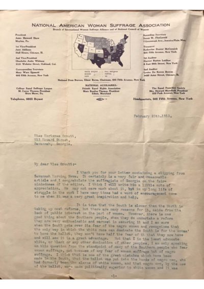 Collection Highlights: A letter regarding race in the women’s suffrage ...